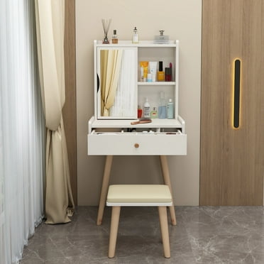 3-in-1 Makeup Vanity Desk , Small Vanity Desk with Flip Top Mirror and ...