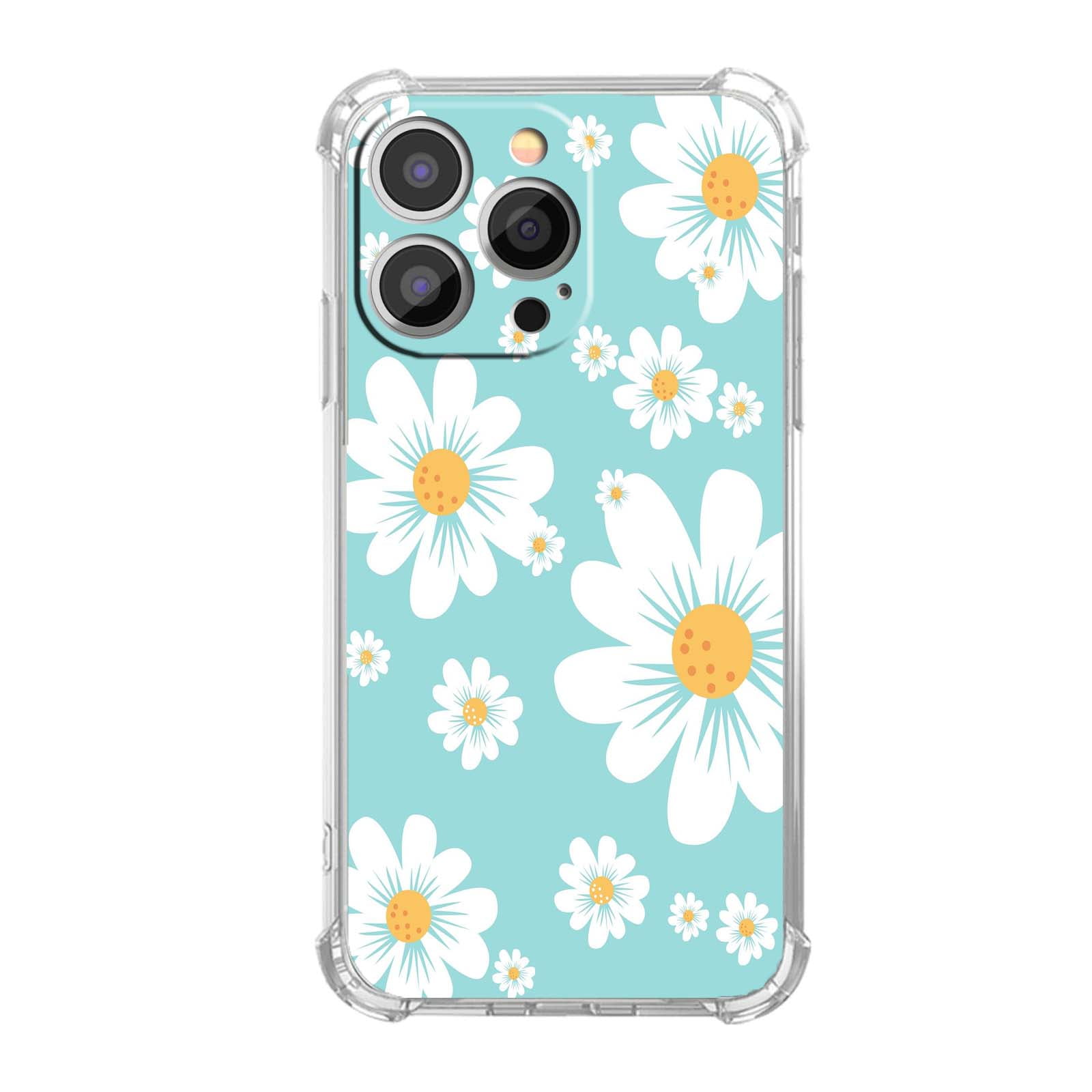 Little White Flower Case for iPhone 13 Pro,Aesthetic Art Design Pattern Soft Full TPU Bumper ...