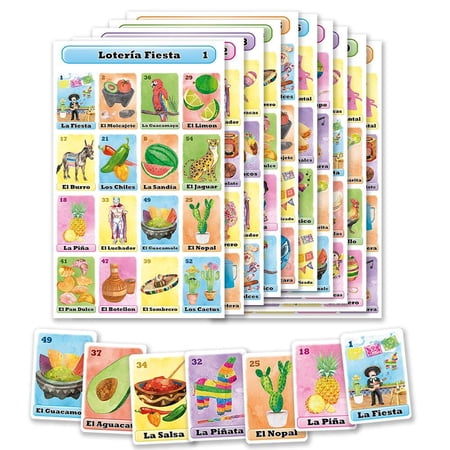 Loteria Fiesta Bingo game Set in Spanish, Mexican Fiesta Loteria for 20 ...
