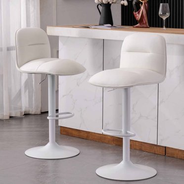 YOUNIKE Bar Stools Set of 2 Orange Soft Adjustable Swivel Bar Height ...