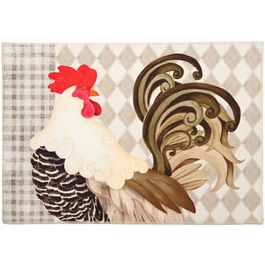 Rustic Farmhouse Braided Kitchen Round Rooster Rugs for Country Style ...