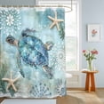 Bathroom Shower Curtain Nautical Retro Sea Turtle Starfish Coral ...