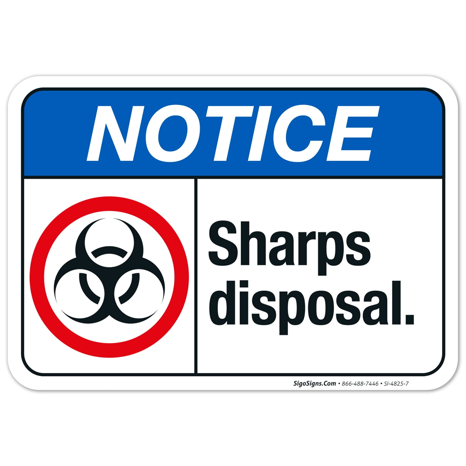Sharps Disposal Sign, ANSI Notice Sign, - Walmart.com