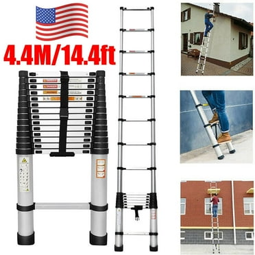 Telesteps Telescopic Extension Ladder, 14 ft, 250lb, 10-Step, Aluminum ...