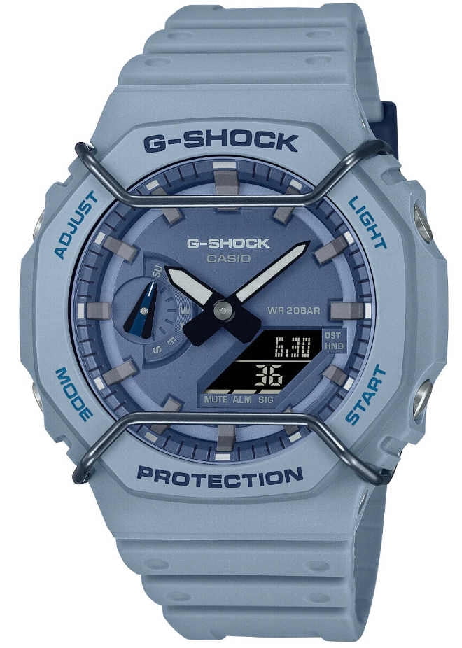 Casio G-Shock GA2100 Blue Digital Analog Wire Face Watch GA2100PT-2A ...