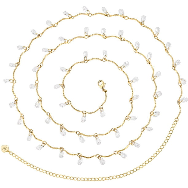 FFIY Minimalist Beach Bikini Body Chain 18K Gold Pearl Belly Chain ...