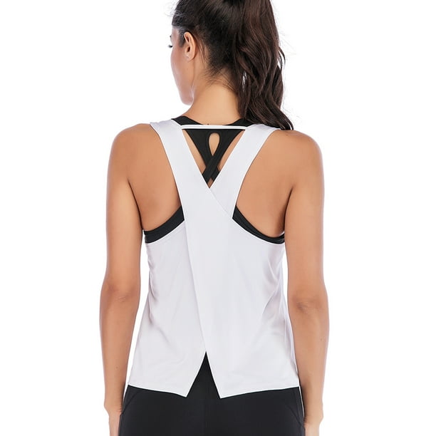 Women Mesh BacklessTank Top Quick Dry Yoga Gym Sports Tops Shirts Tank ...