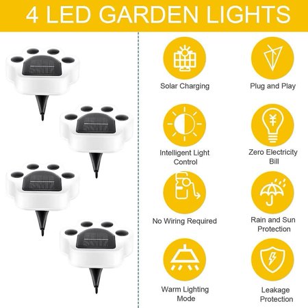 Jinxiu Paw Print Solar Lights Outdoor Led Paw Solar Decor Lamp Animal ...