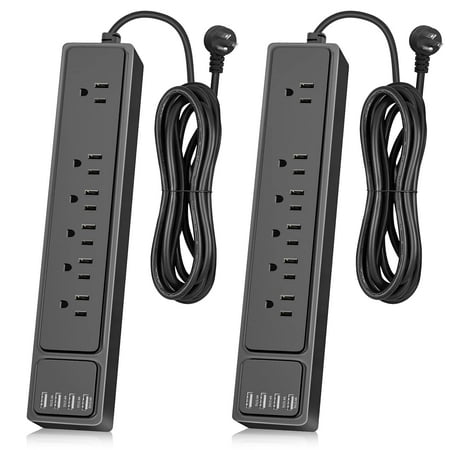 Power Strip 2 Pack, MKSENSE Surge Protector with 6 Outlets and 4 USB ...