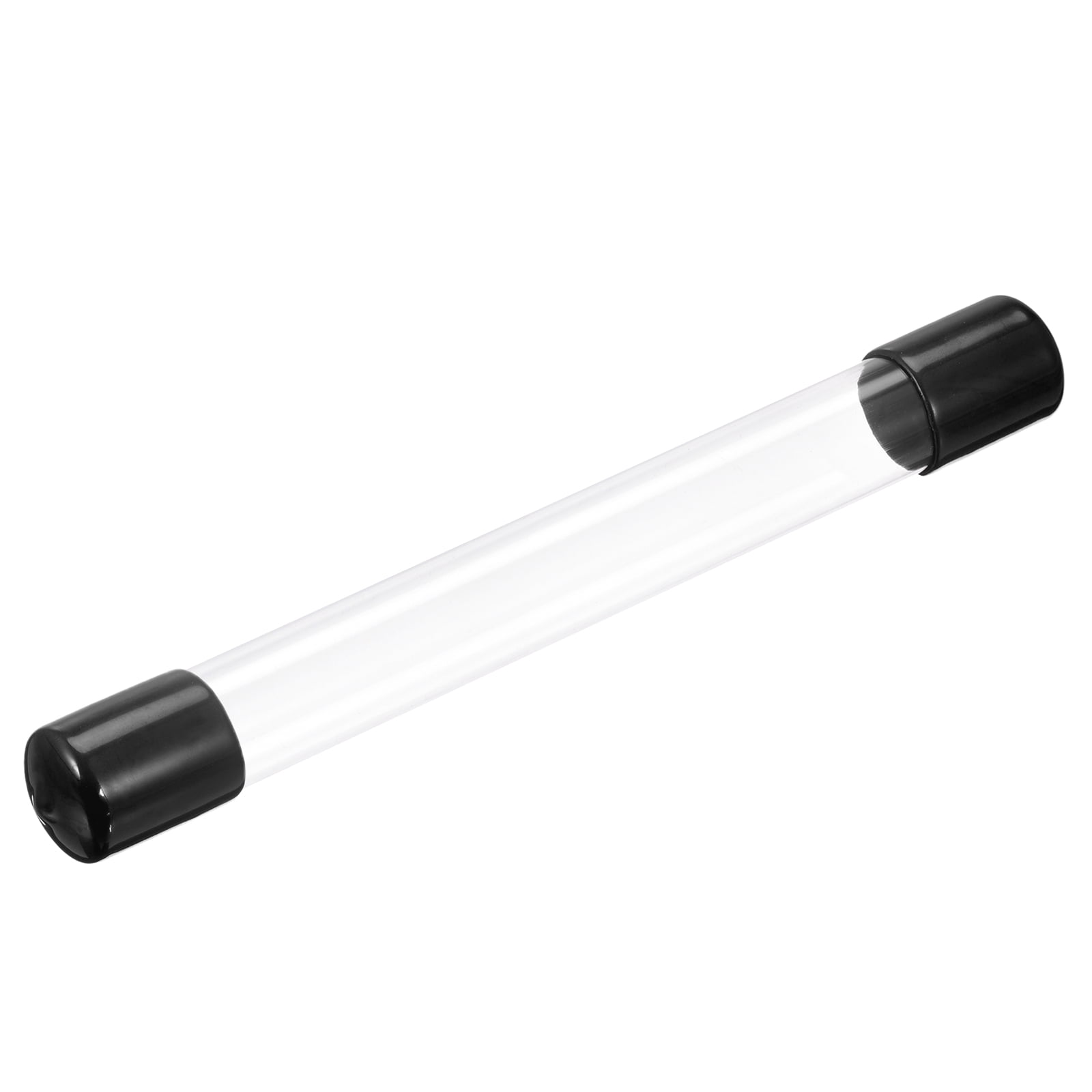 Uxcell Clear Rigid Tube Round Plastic Tubing with Black Rubber Caps ...