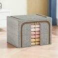 Gray Stackable Fabric Storage Box With Transparent Window And Steel ...
