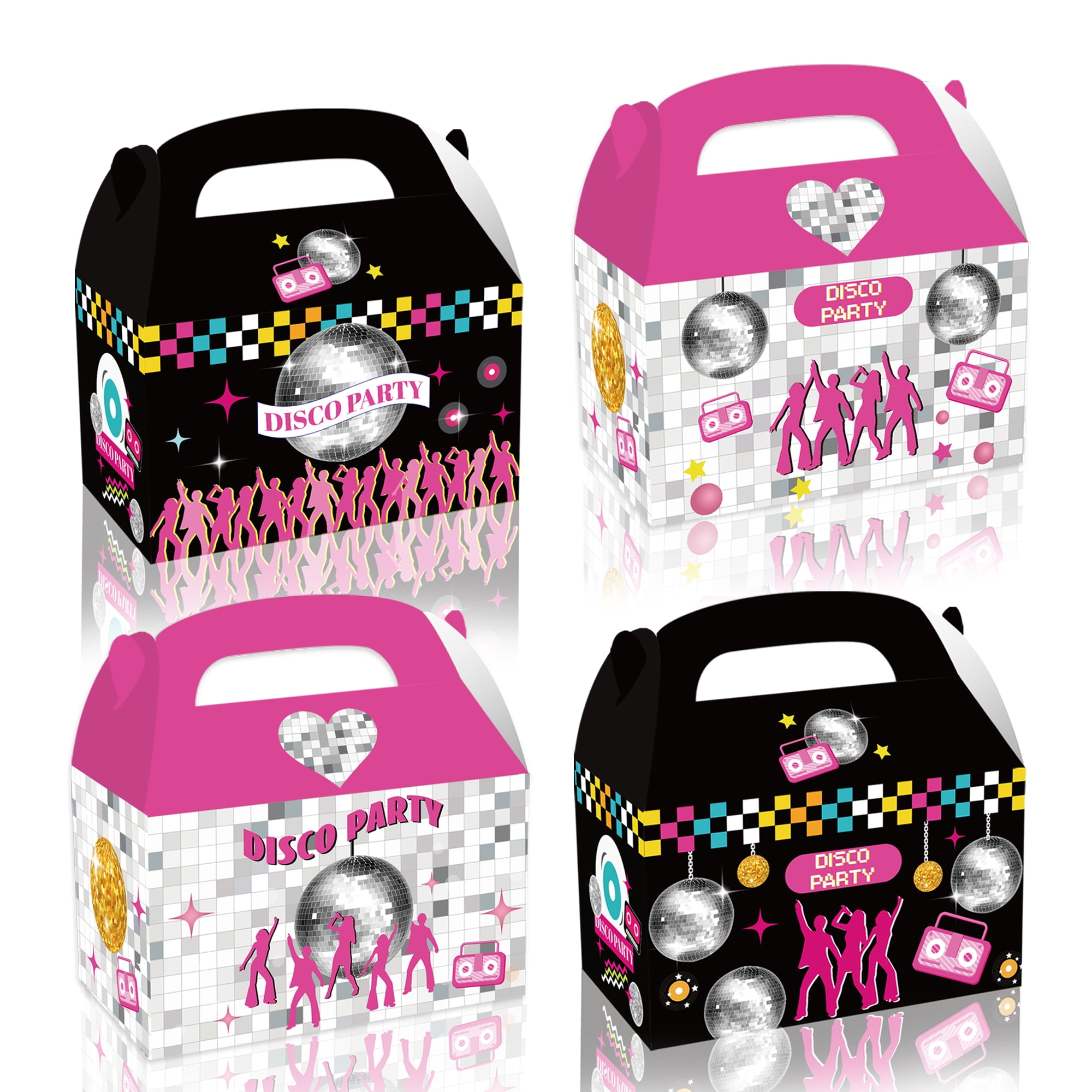 24 Pack 80s 90s Party Favor Boxes, Radio Gift Treat Bags, Disco Gable ...