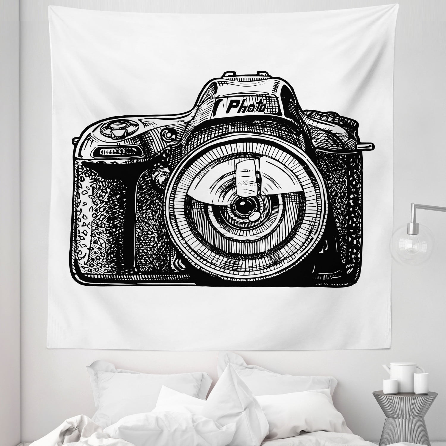 Camera Tapestry, Sketch Retro Photo Device Capturing Memories Classic ...