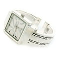 Silver Square Dial with Oversized Hours, Stitch Style Bangle Cuff Watch ...