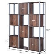 4-Tier Storage Shelf 12 Cube Organizer Unit Display Bookcase W/ 6 Doors ...