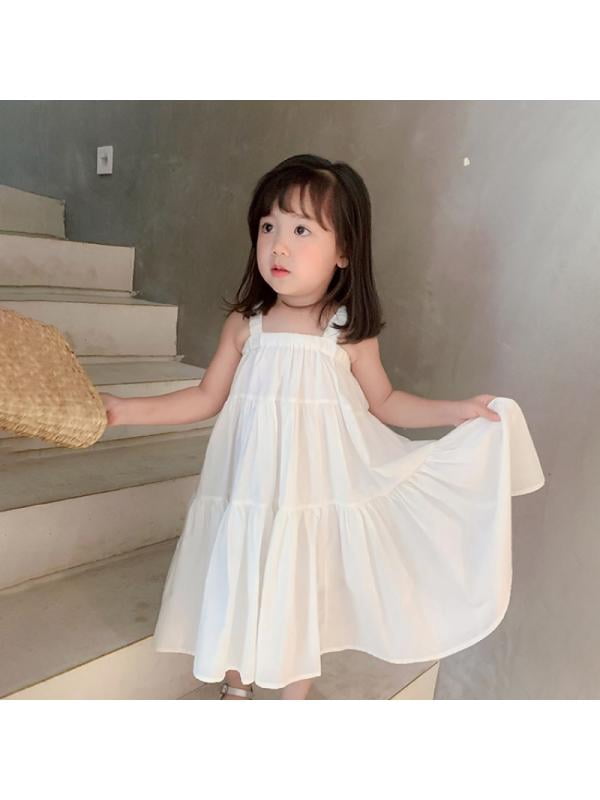 Girls Sleeveless Hanky Hem Dress Dress Princess Beach Party Sunmmer ...