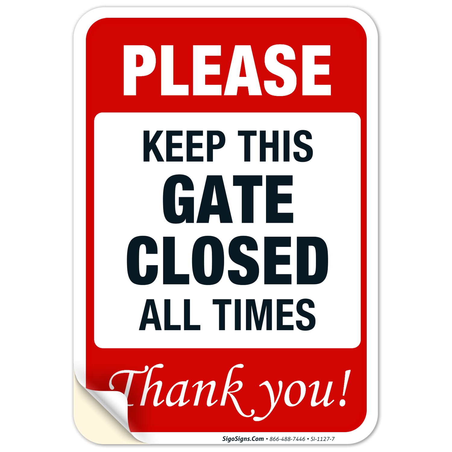 Please Keep Gate Closed Sign, 10x7 Vinyl Sticker - Walmart.com