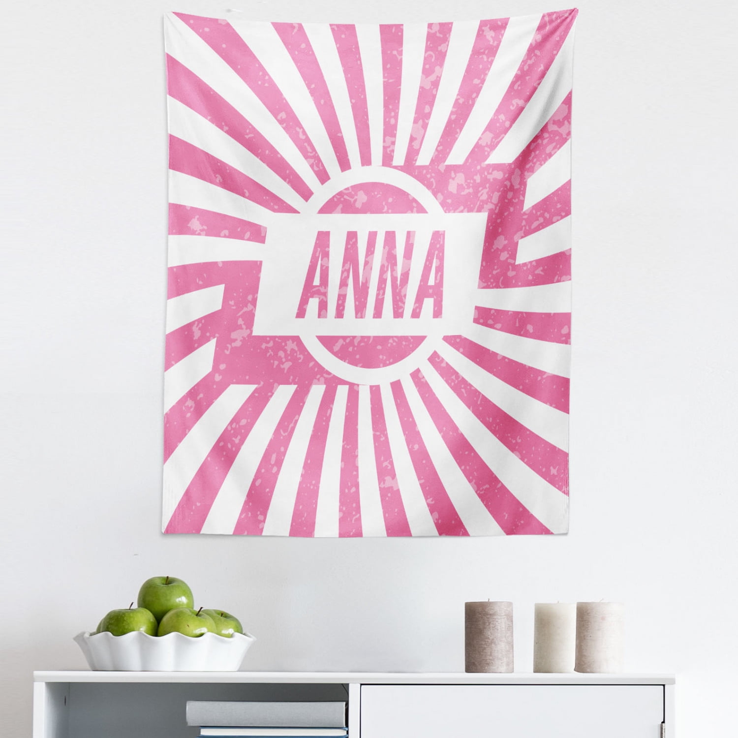 Anna Tapestry, Retro Style Girls Name Design with Striped Backdrop and ...