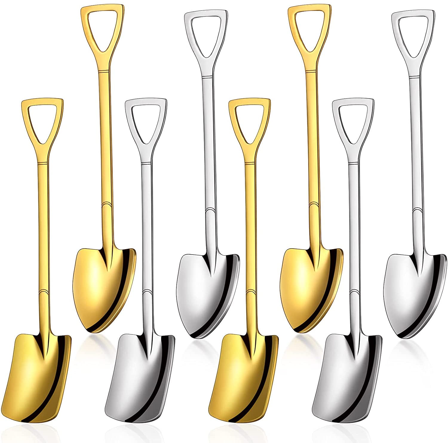 8 Pieces Stainless Shovel Spoons Shovel Shape Coffee Spoon Stainless Steel Shovel Shape Spoons ...