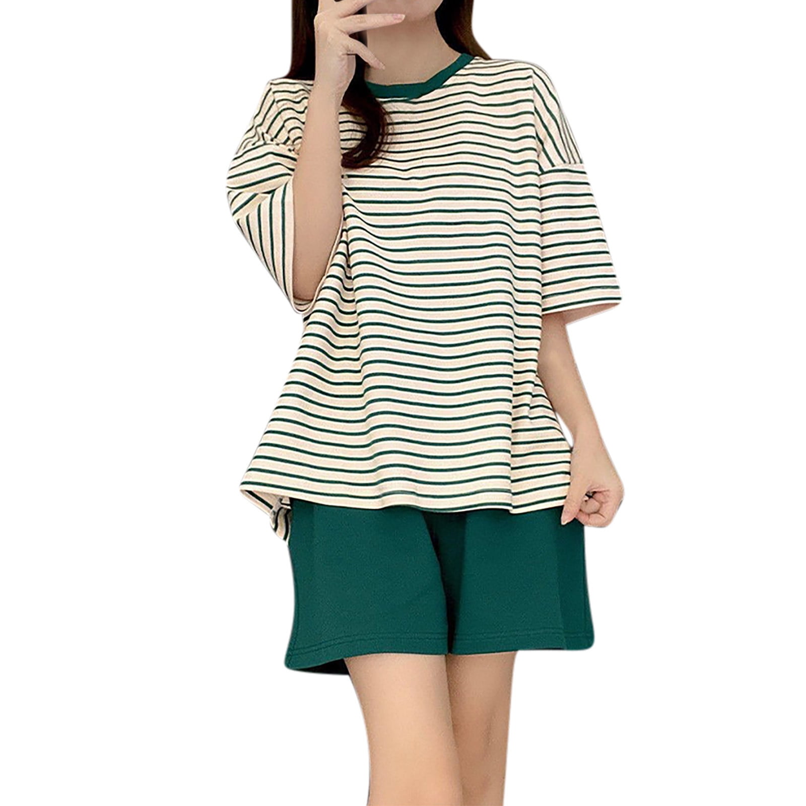 Click here for Hujlwoi Women Plus Size Pajama Sets Stripe Top Pj... prices