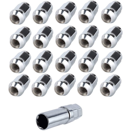 20PCS M12X1.5mm Car Wheel Locks Lug Nuts + 1 Socket Keys, Heptagonal ...
