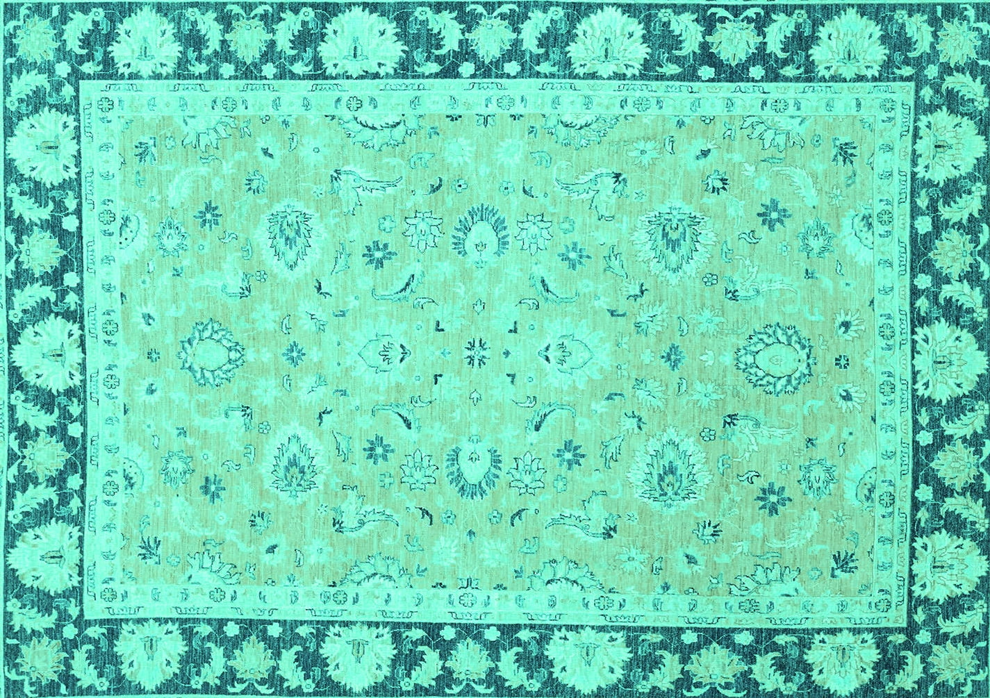 Ahgly Company Indoor Rectangle Oriental Turquoise Blue Traditional Area ...