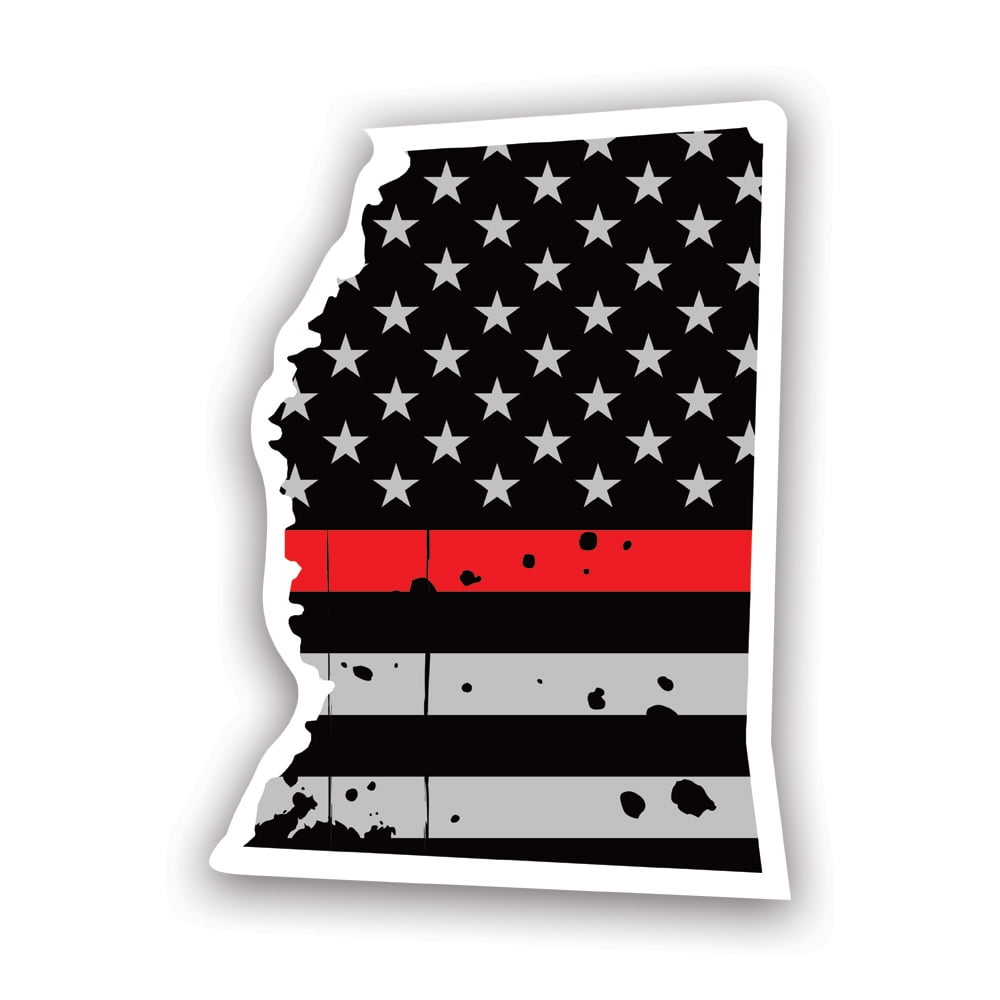 Distressed Thin Red Line Mississippi State Shaped Subdued US Flag ...