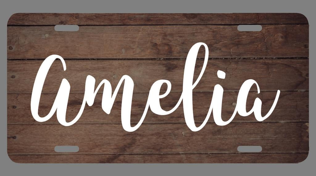 Amelia Name Wood Style License Plate Tag Vanity Novelty Metal | UV ...