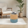 16'' Round Ottoman Natural Seagrass Braided Poof Hand Weaving Round ...