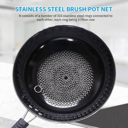 Onever Stainless Steel Cast Iron Chain Scrubber Pan Pot Cleaner Pot ...