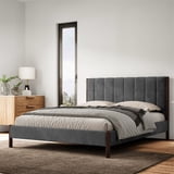 Omax Decor Exton Upholstered Platform Queen Bed in Dark Gray Fabric ...