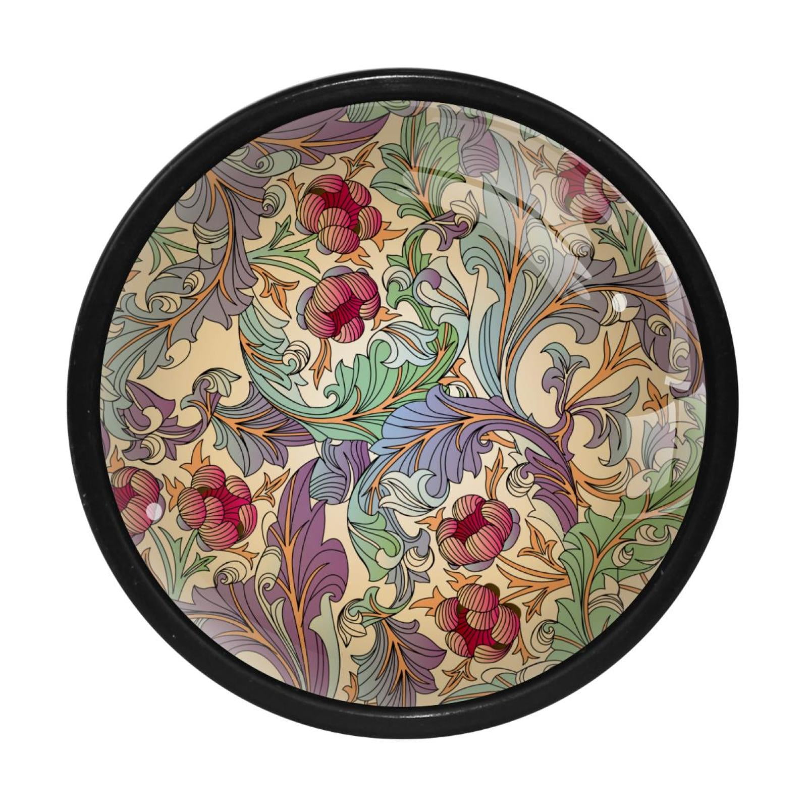 4 Pcs Vintage Ethnic Boho Floral Knobs for Kitchen Cabinet Cupboard ...