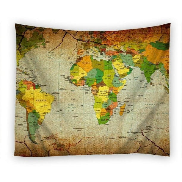 POPCreation Maps Countries Continents World Map Tapestry Polyester ...