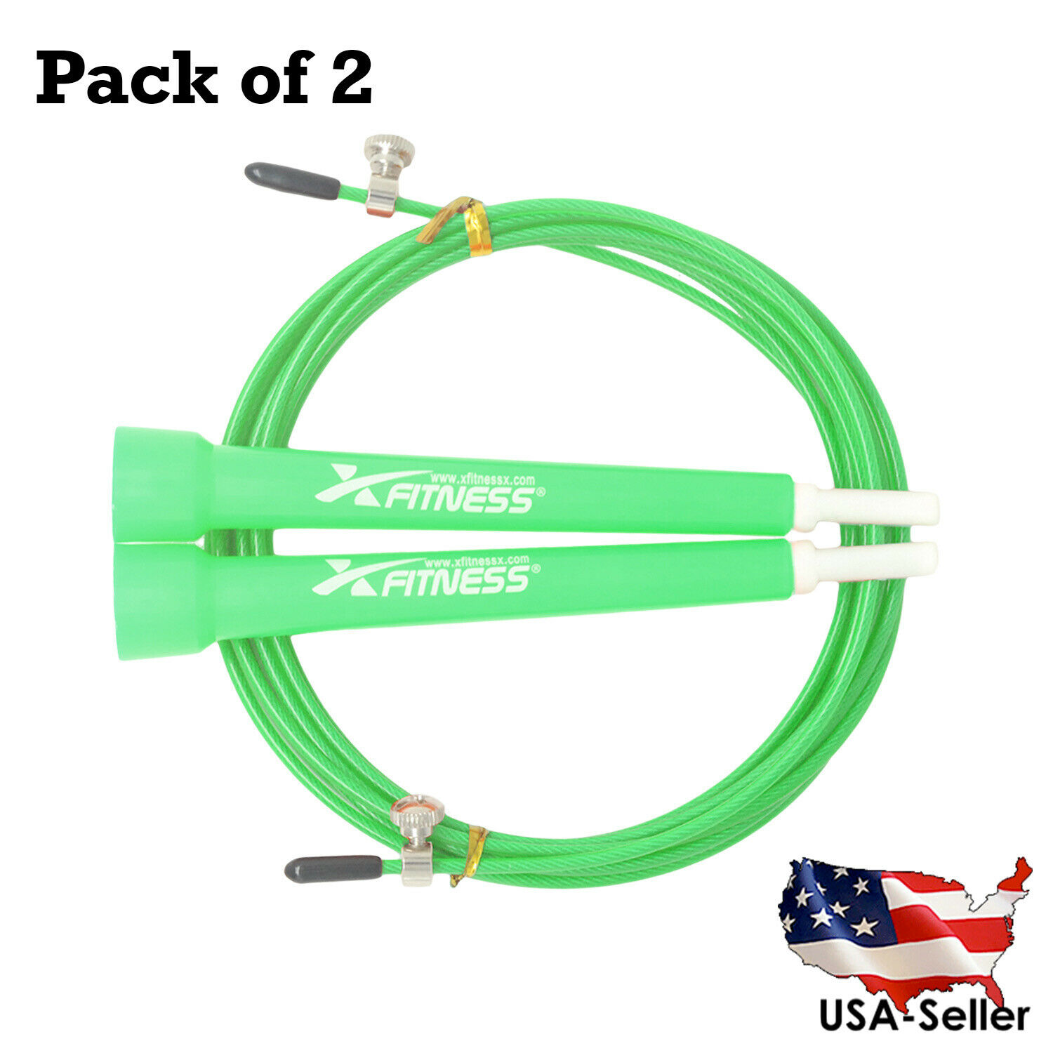 2 Pack Green Speed Wire Jumprope 10Ft. Fully Adjustable Thin Wire Jumpe ...