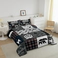 Rustic Plaid Patchwork Comforter Set, Hunting Bear Deer Bedding Full ...