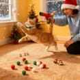 Meggemo Christmas Cat Interactive Toy Set Silent Ball Launcher Pet Pom ...
