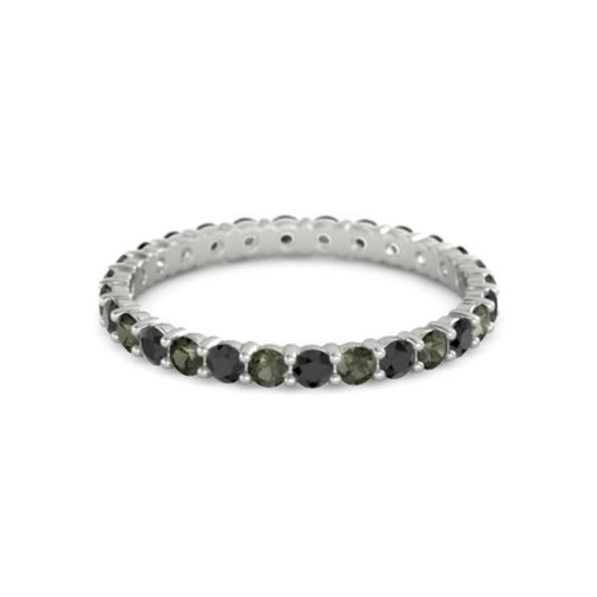 Black Spinel With Green Apatite Round 2.50 MM Eternity 925 Sterling ...