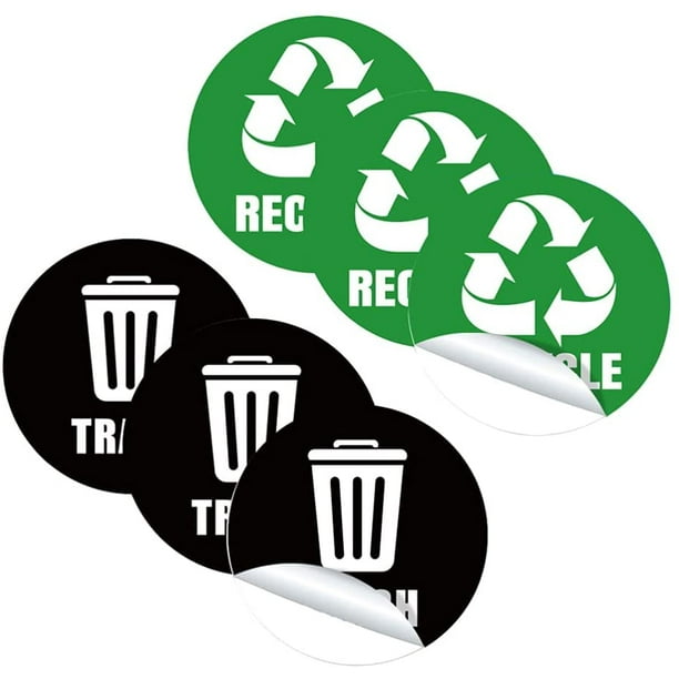 6 Sheets Recycle and Trash Stickers Vinyl Recycle Trash Bin Sticker ...