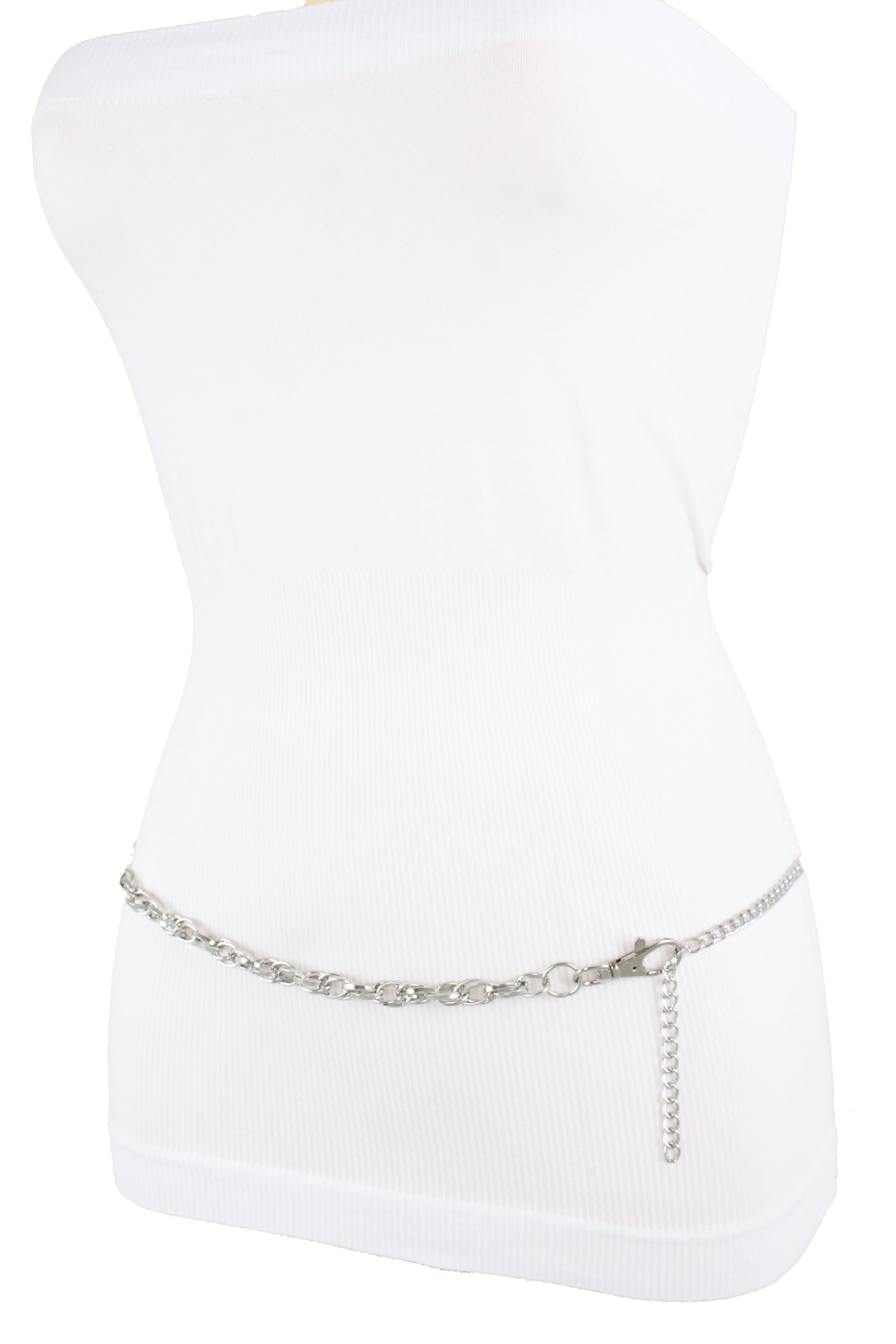 Women Silver Metal Chain Links Fashion Belt M L XL - Walmart.com