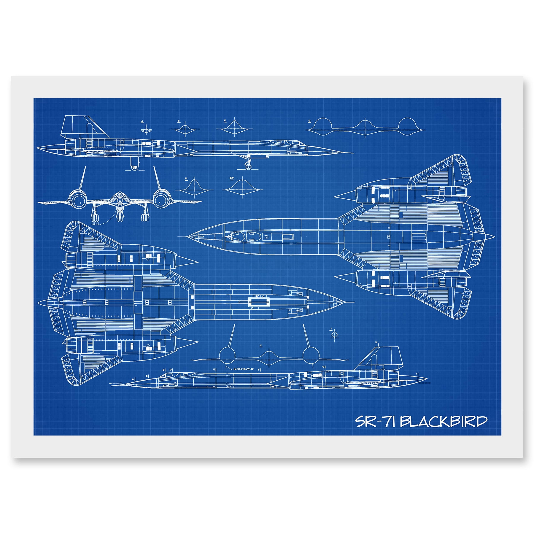 SR-71 Blackbird Habu US Airforce Aircraft Spy Plane Blueprint Plan ...