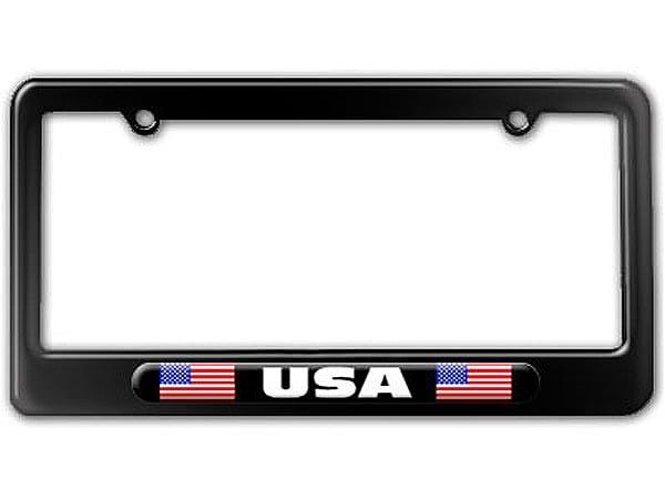 USA Country Flag - Black Double License Plate Frame - Walmart.com