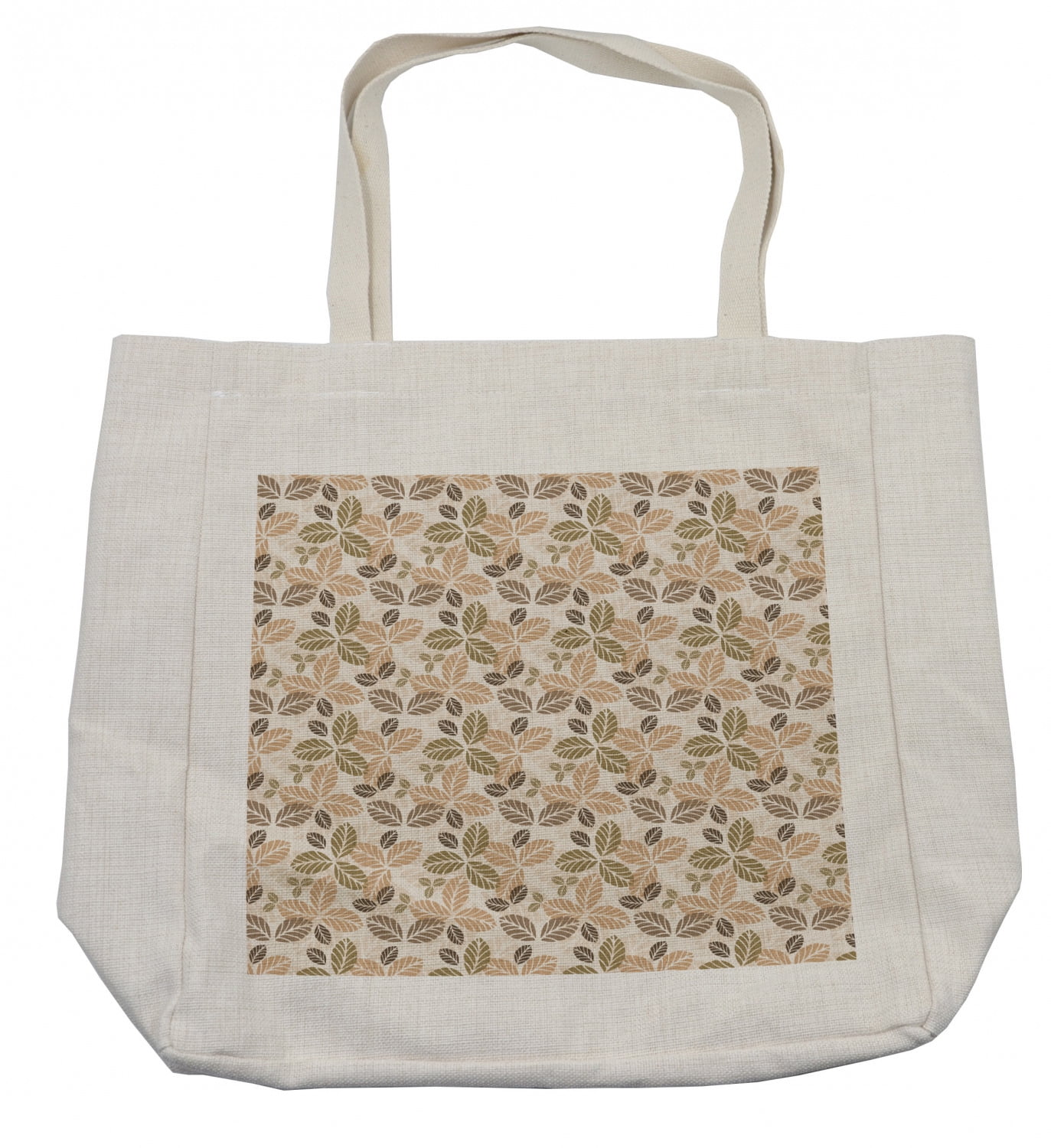 Leaf Shopping Bag, Floral Abstract Pattern Leaf Silhouettes in Retro ...