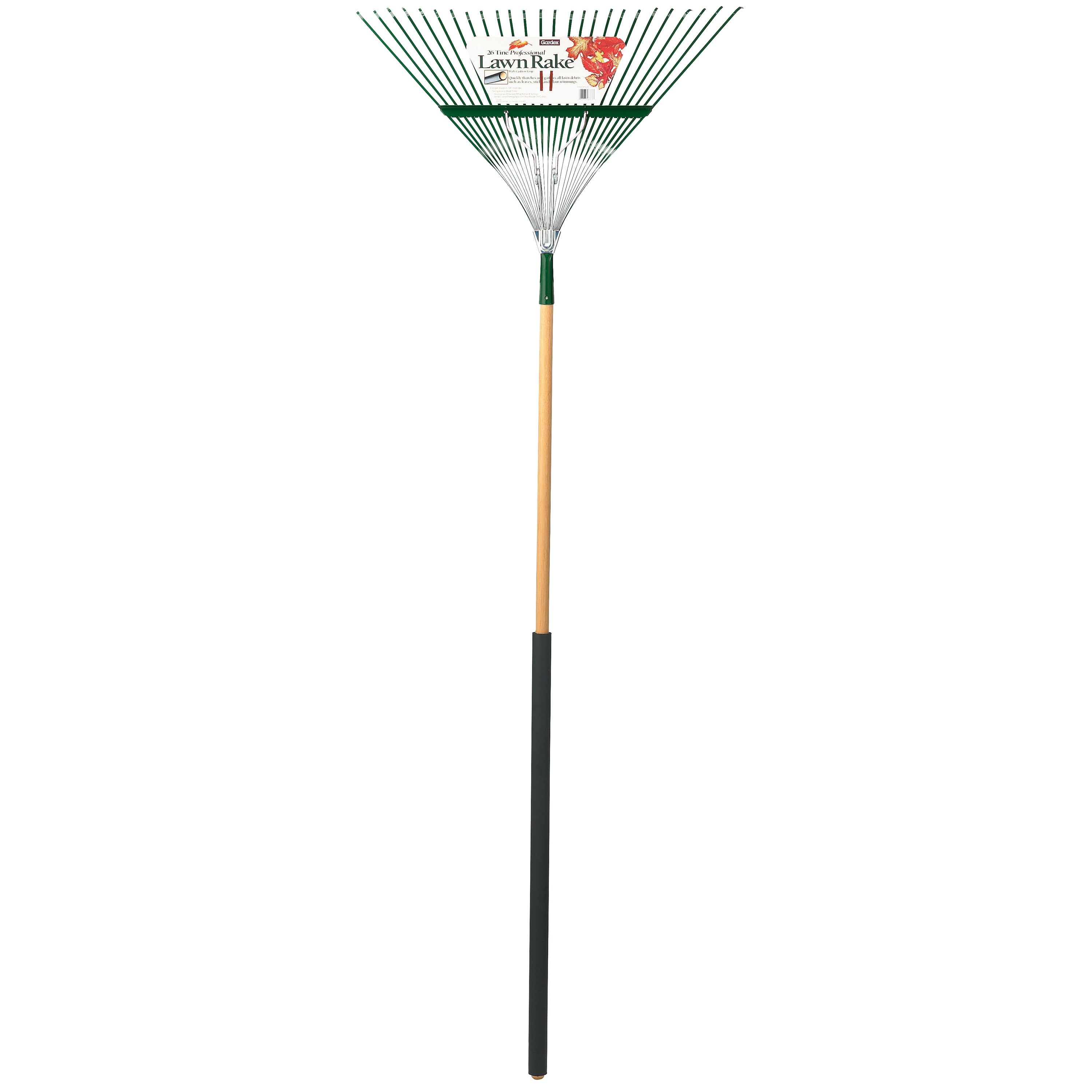 Gardex Pro Steel 26-Tine Coil-Spring Leaf & Lawn Rake with 54" Cushion ...