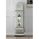 ACME Noralie Wood Frame Grandfather Clock with LED in Mirrored and Faux ...