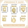 6Pcs 3 Styles Brass Brooches with Brass Locket Pendants Heart ...