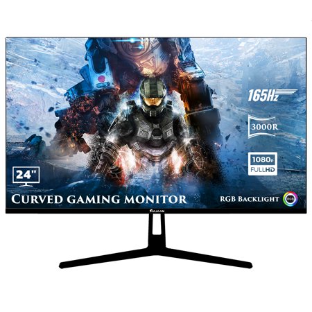 HAJAAN 24” Inch FHD 1080p Curved Gaming Monitor with RGB lighting, 165 ...