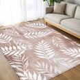 Clay Fronds Washable Area Rug 8x10 Terracotta Sand Leaf Plant Canvas ...