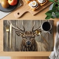 Brown Elk Cotton Linen Placemats Set of 12, Rustic Farmhouse Animals ...