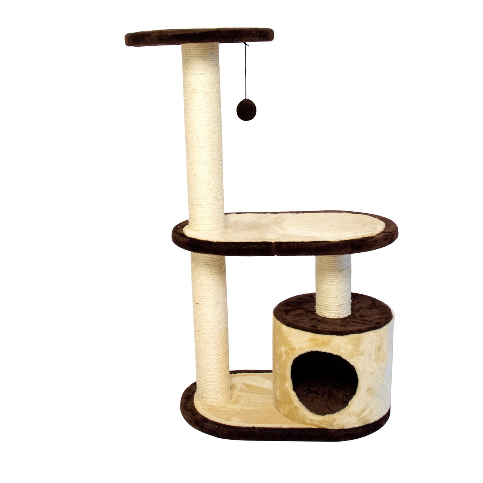 Iconic Pet 3-Tier Cat Tree Condo with Multiple Posts, Beige/Brown ...