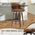 Dycanpo 26” Leather Adjustable Bar Stools, Swivel Wood Counter Height ...